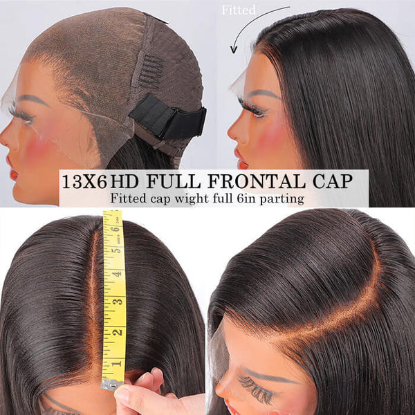 Glueless Straight Hair 13x6 HD Lace Front Wig Pre Plucked and Bleached ...