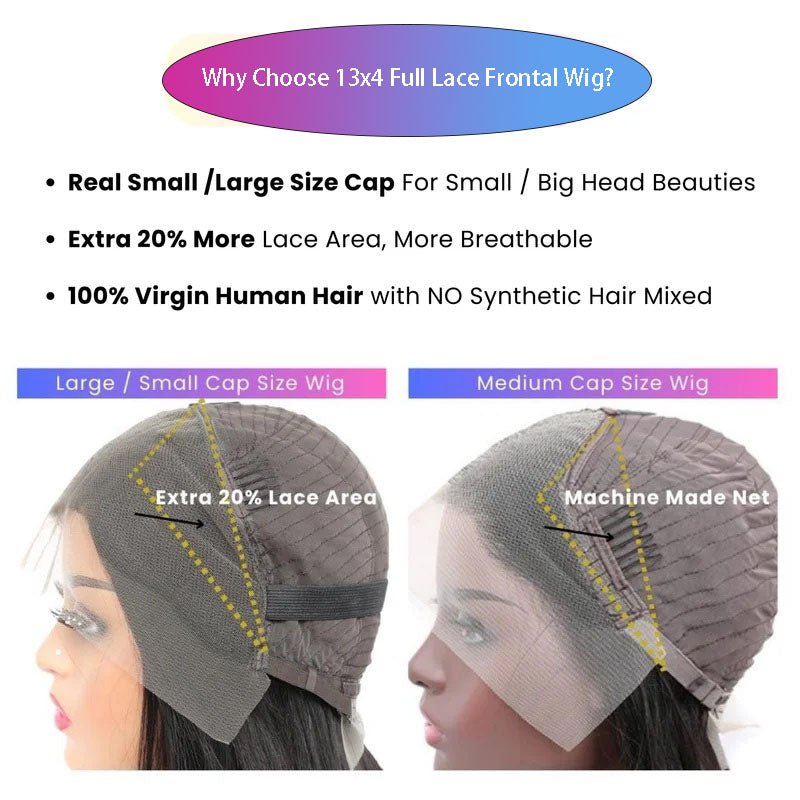 HD Lace 13x4 Full Lace Frontal Wig Glueless Kinky Curly Hair Pre Pluck ...