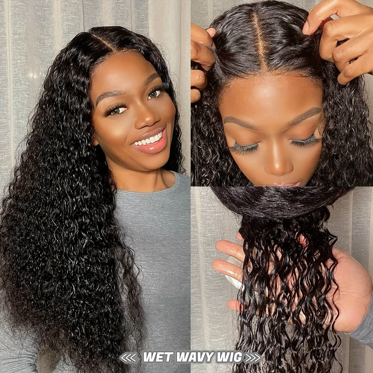 Water Wave Wig 13x4 HD Lace Front Wig Pre Plucked Wet and Wavy Human H ...