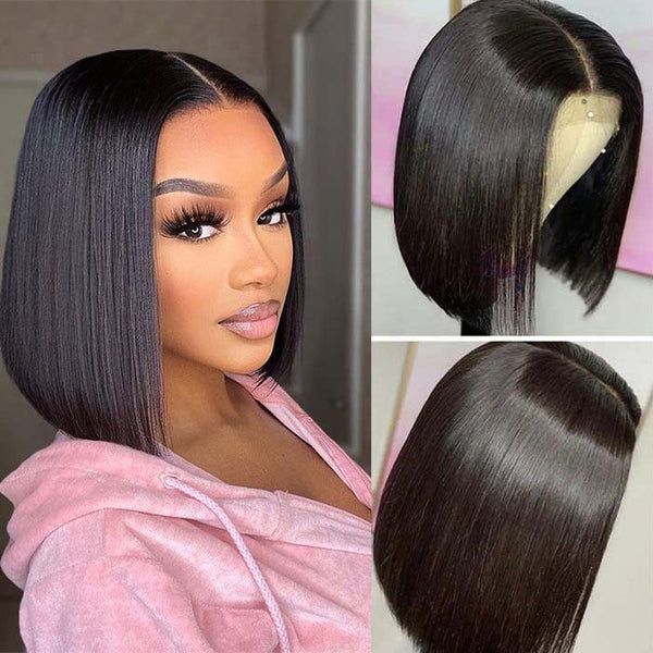 Glueless Straight Hair Short Bob Wig Summer Fashion Short Lace Front W ...