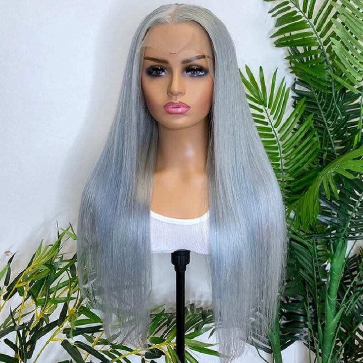 OneMore Silver Grey Wigs Straight Hair Lace Front Wig HD Transparent S ...