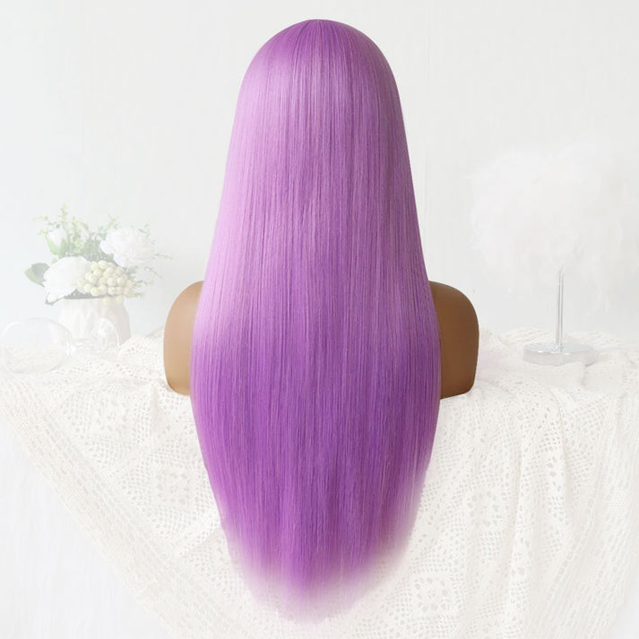 Purple Wigs Glueless Purple Lace Front Wigs Straight Human Hair Wig ...