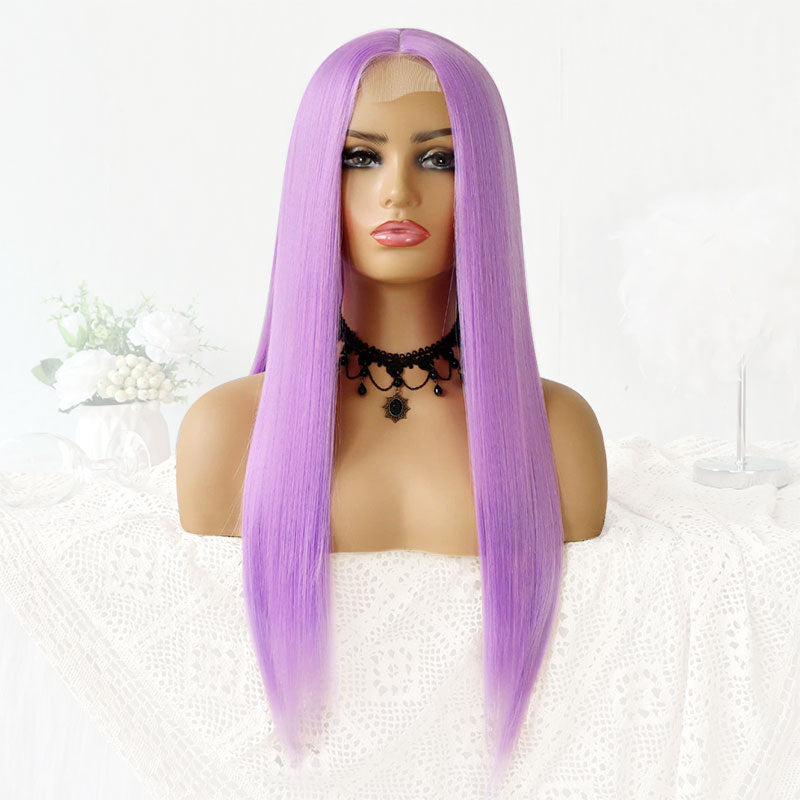 Purple Wigs Glueless Purple Lace Front Wigs Straight Human Hair Wig ...