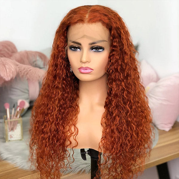 Human Hair Ginger Lace Front Wig Curly Hair Middle Part Wig – OneMoreHair